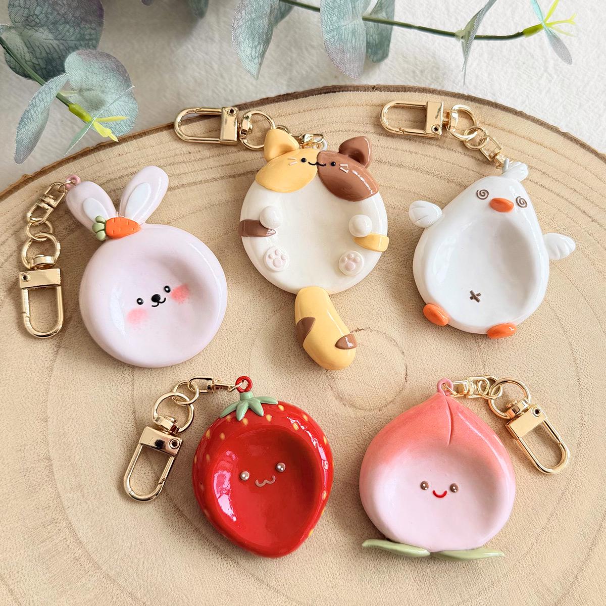 KEOKER Handmade Worry Stones Keychain, Polymer Clay Worry Stones ...