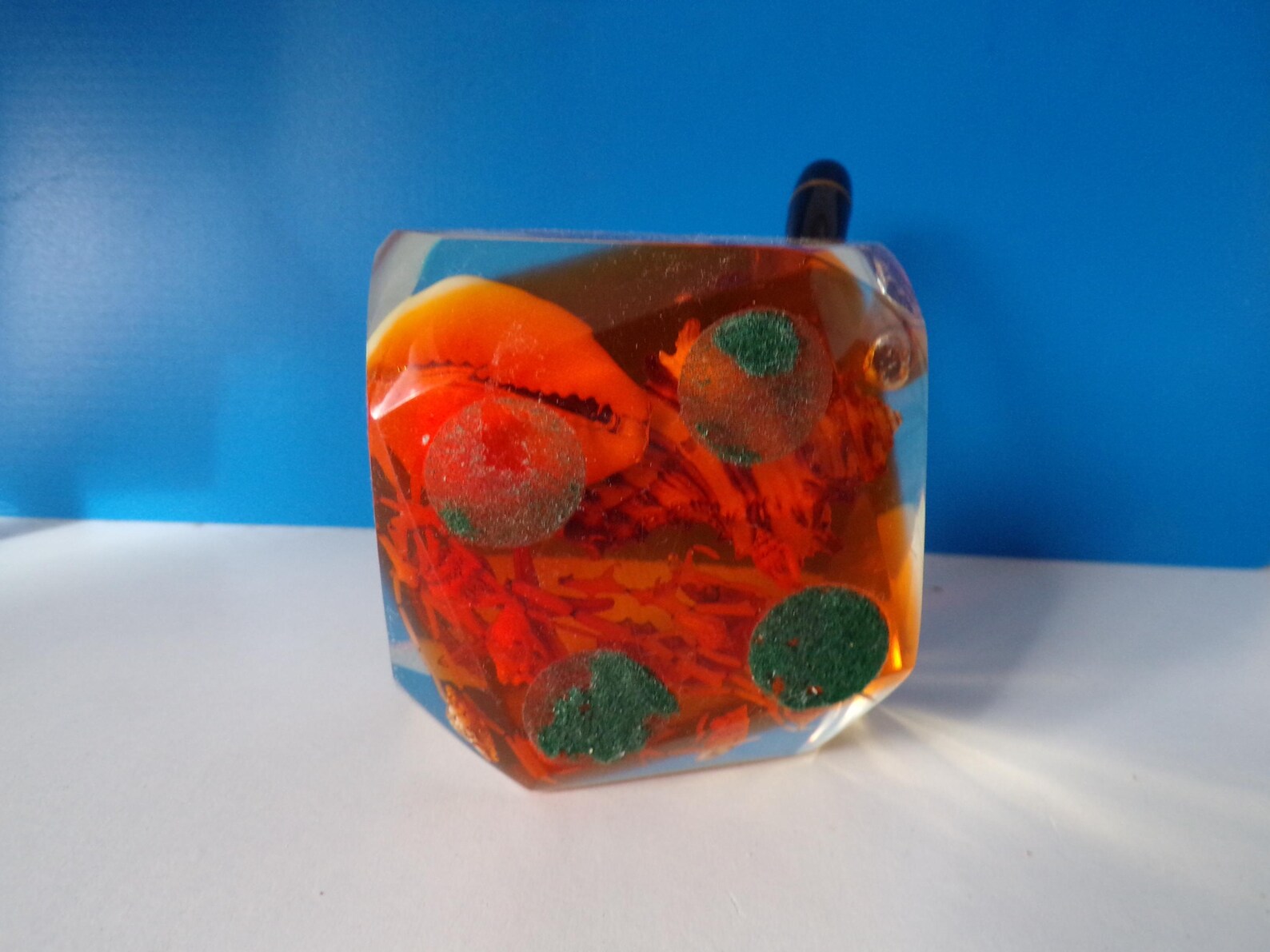 Vintage 1960s Lucite Paperweight With a Pen Holder 3D Sea Shells, Sea ...