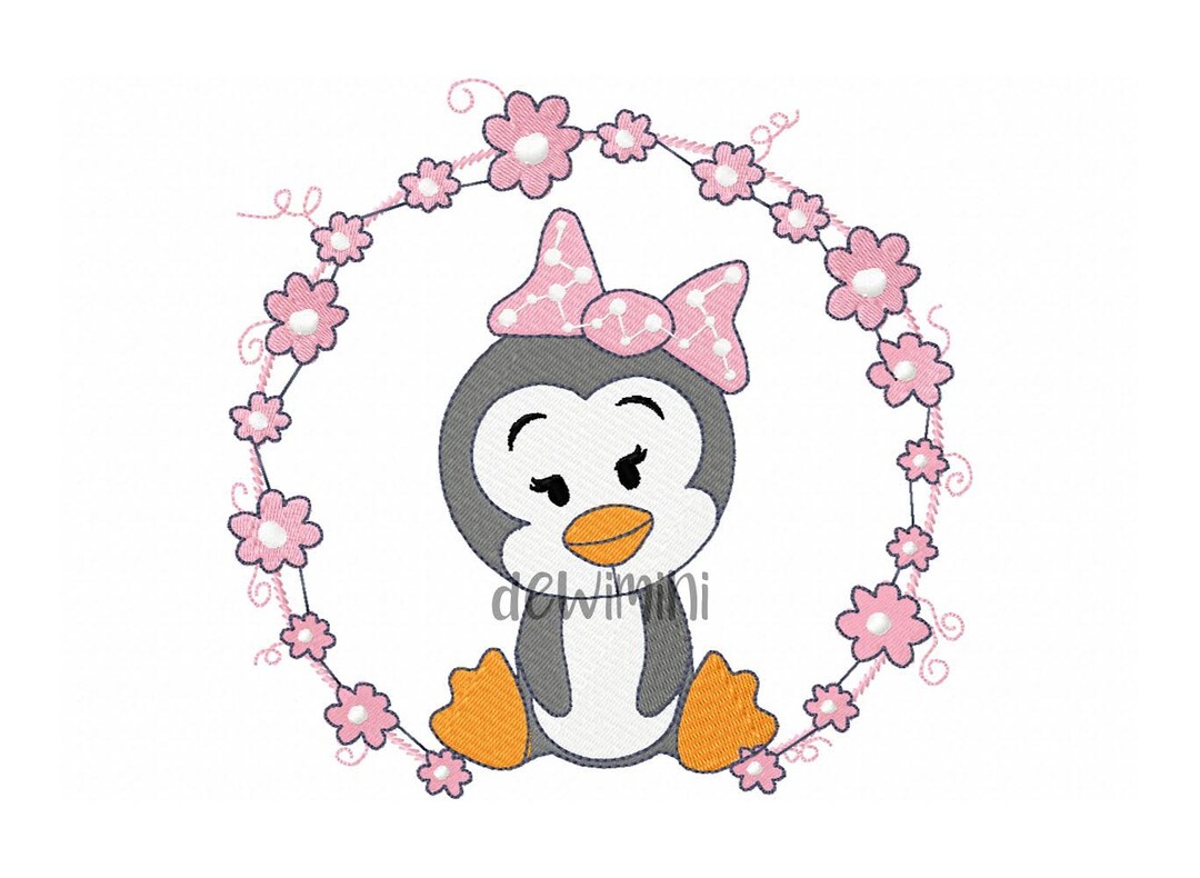 Cute Penguin Embroidery Designs, Baby Penguin Embroidery Design, Animal ...
