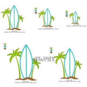 Surfboard Island Applique Embroidery Design, Ocean Embroidery Design ...