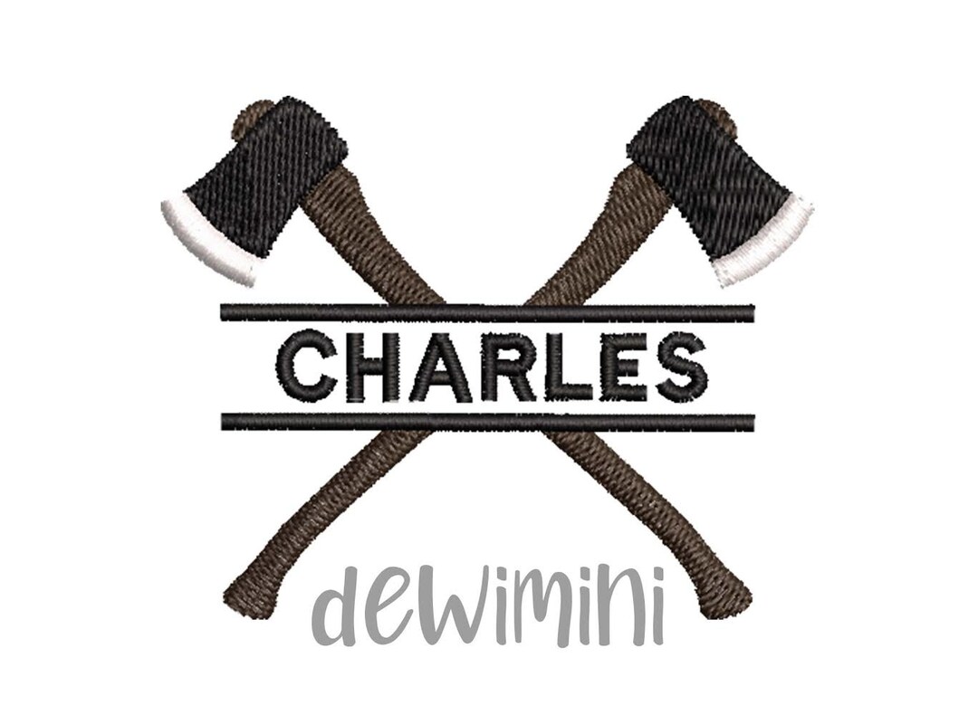 Axe Split Name Embroidery Design, Axe Embroidery Design, Crossed Axes ...