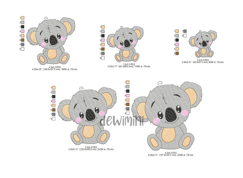 Baby Koala Embroidery Design Animal Embroidery Design 5 - Etsy