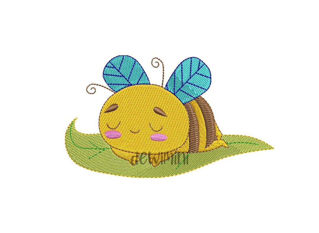 Cute Bee Embroidery Design, Cute Little Bee Sleeping, Embroidery Design ...