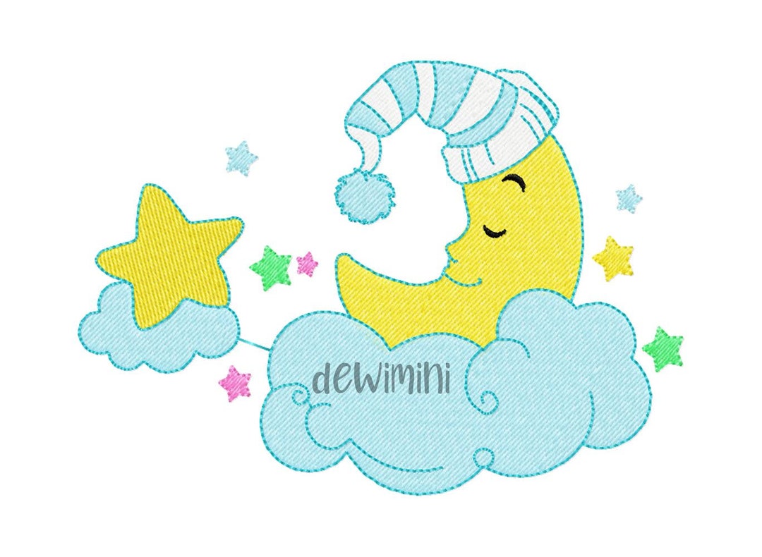 Cute Moon Embroidery Designs, Baby Embroidery Design, Newborn ...