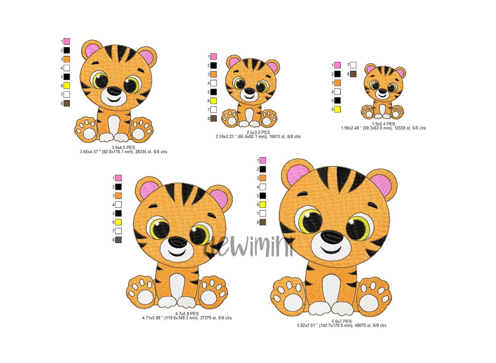 Cute Baby Tiger Embroidery Design, Baby Embroidery Design, Animal ...