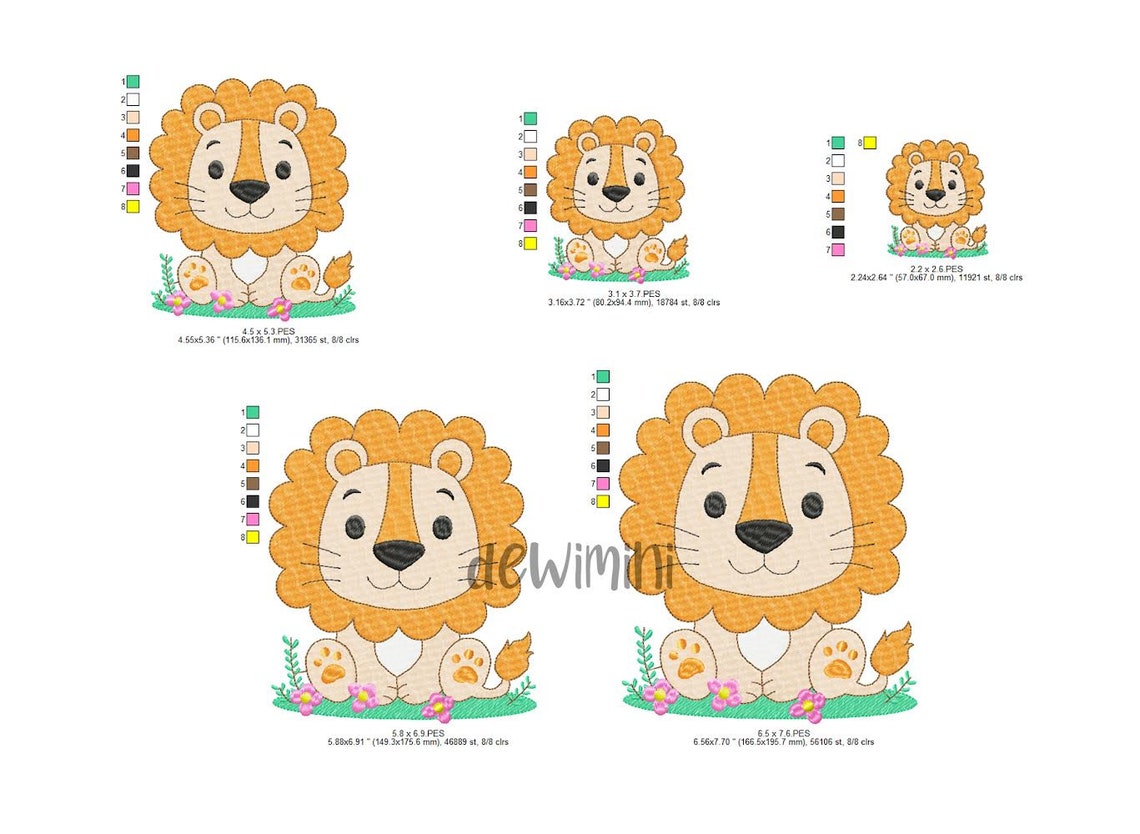 Cute Baby Lion Embroidery Design Safari Embroidery Design - Etsy