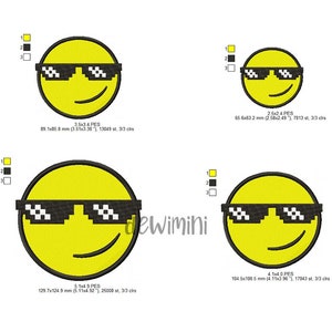 Emoji Smile Thug Life Emoticon Embroidery Design, Happy Face Machine ...