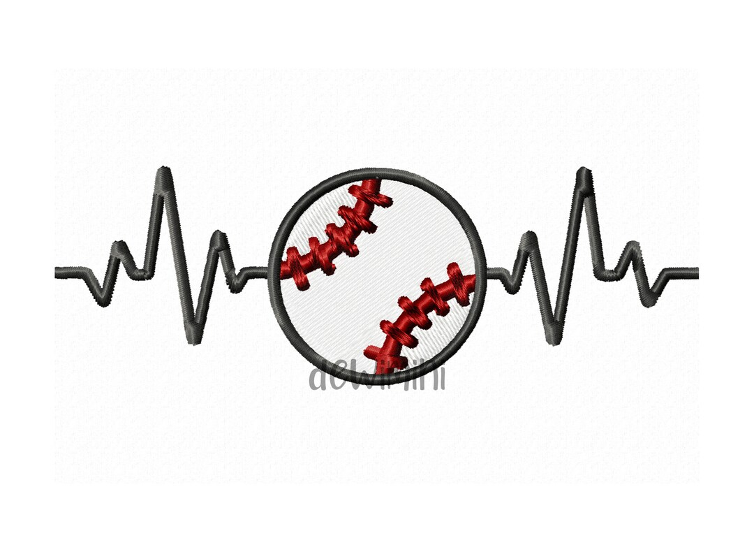 Heartbeat Baseball Embroidery Design, Baseball Embroidery Design,sport ...