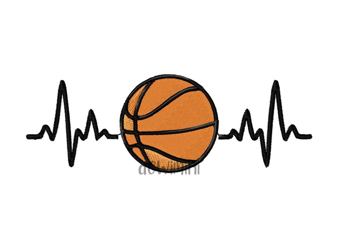 Basketball Heart Beat Embroidery Design, Basketball Embroidery Design ...