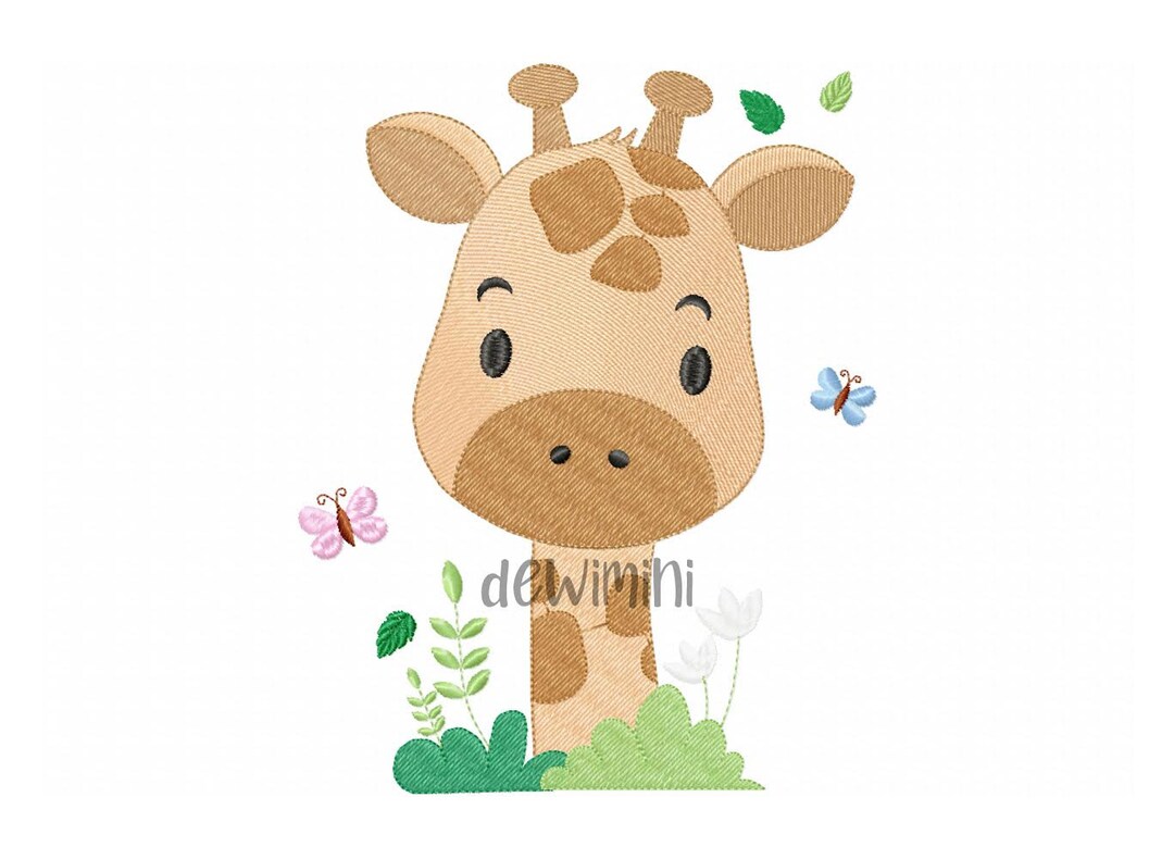 Cute Giraffe Embroidery Design, Animals Embroidery Design, Zoo ...