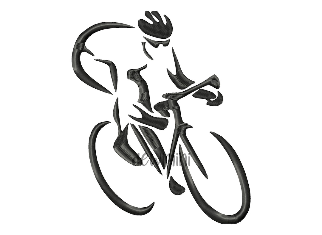 Cyclist Embroidery Design, Racing Cyclist Outline Embroidery Design ...