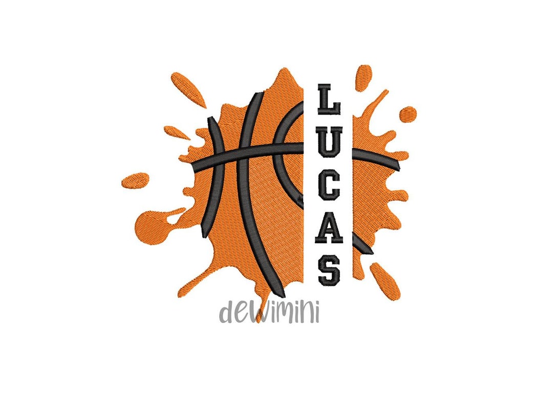 Basketball Splash Split Name Embroidery Design, Split Basketball Ball ...