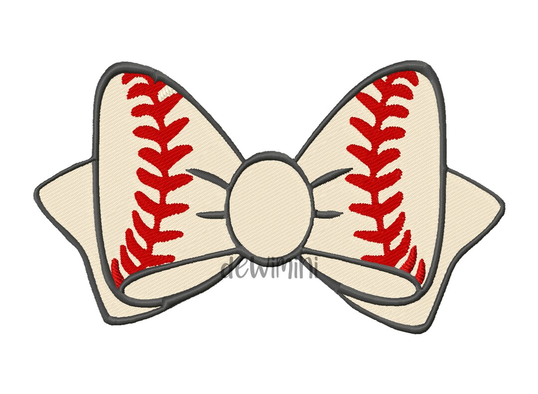 Baseball Bow Embroidery Design, Sport Embroidery Design, Machine ...