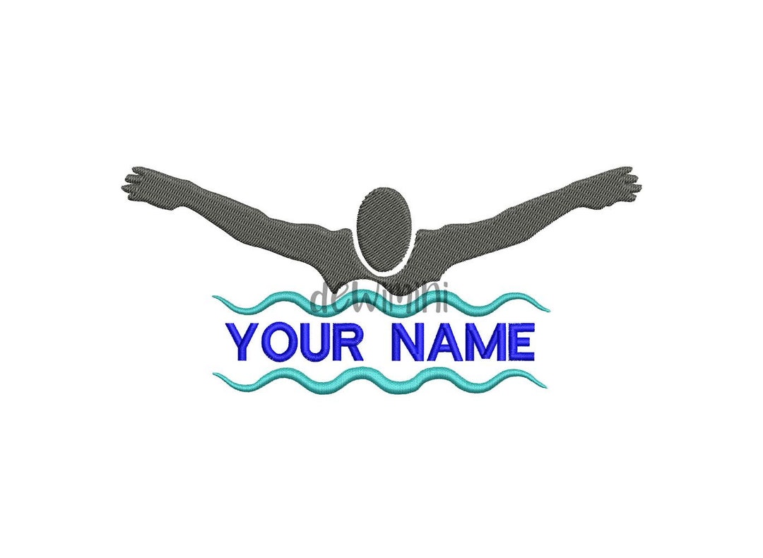 Swimmer Swimming Split Name Embroidery Design, Swimmer Embroidery ...