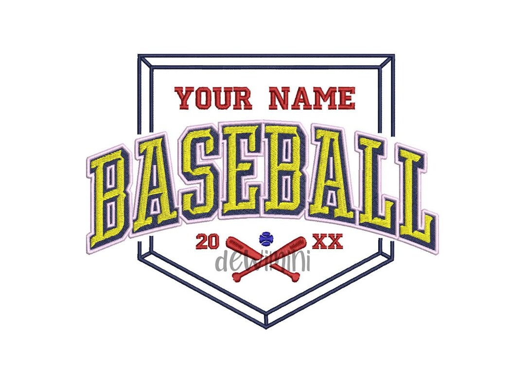 Baseball Custom Team and Name Embroidery Design, Split Baseball ...
