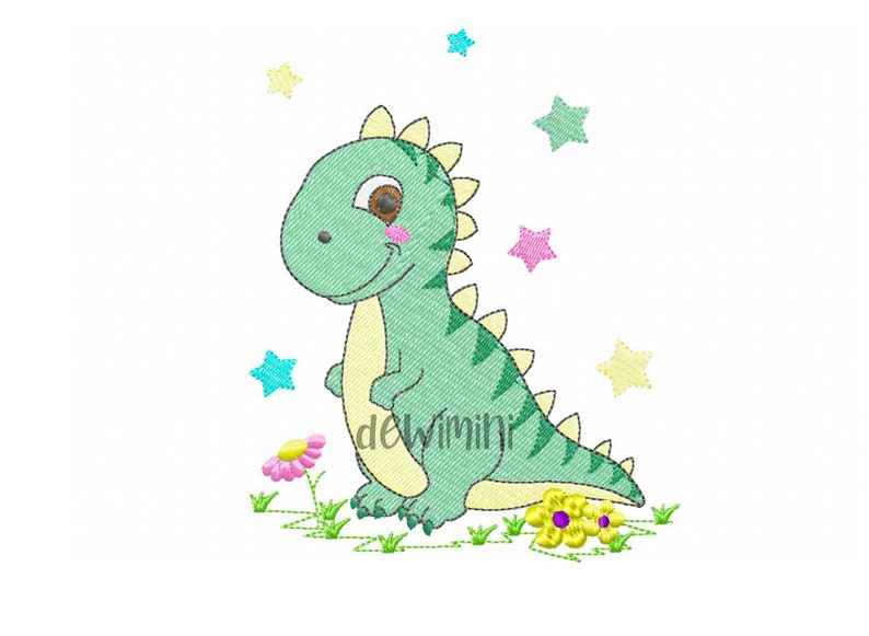 Cute Dinosaur Embroidery Designs Animals Embroidery Design - Etsy