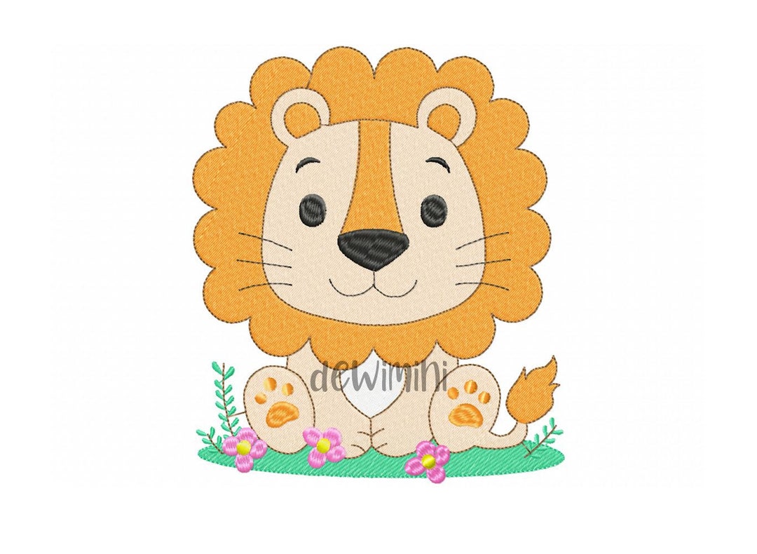 Cute Baby Lion Embroidery Design, Safari Embroidery Design, Animal ...