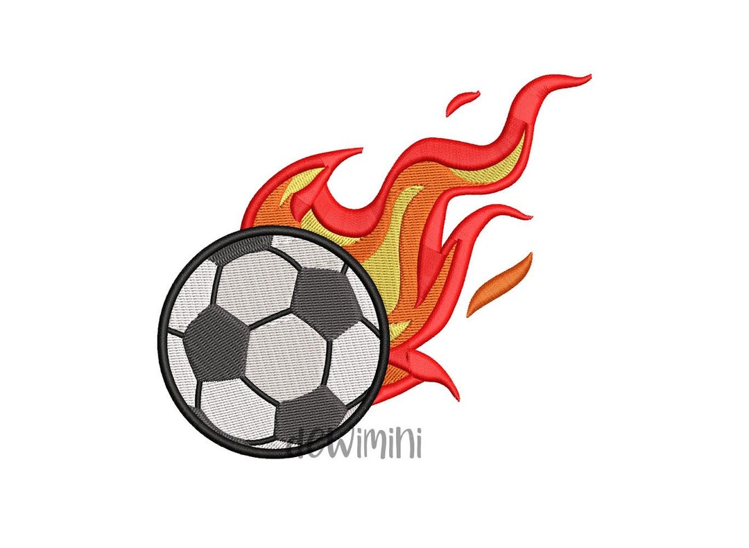Soccer Fire Ball Embroidery Design, Soccer Ball Design, Soccer Ball ...