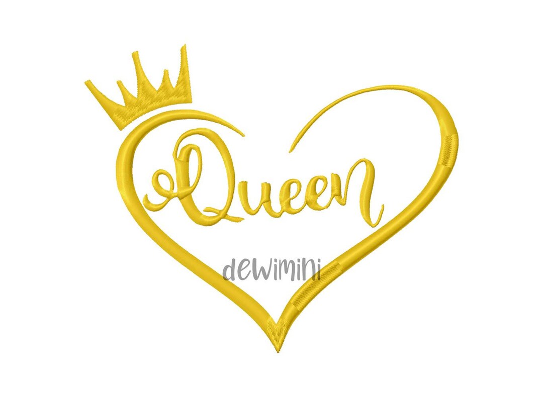 Queen Heart With Crown Embroidery Design, Queen Machine Embroidery ...
