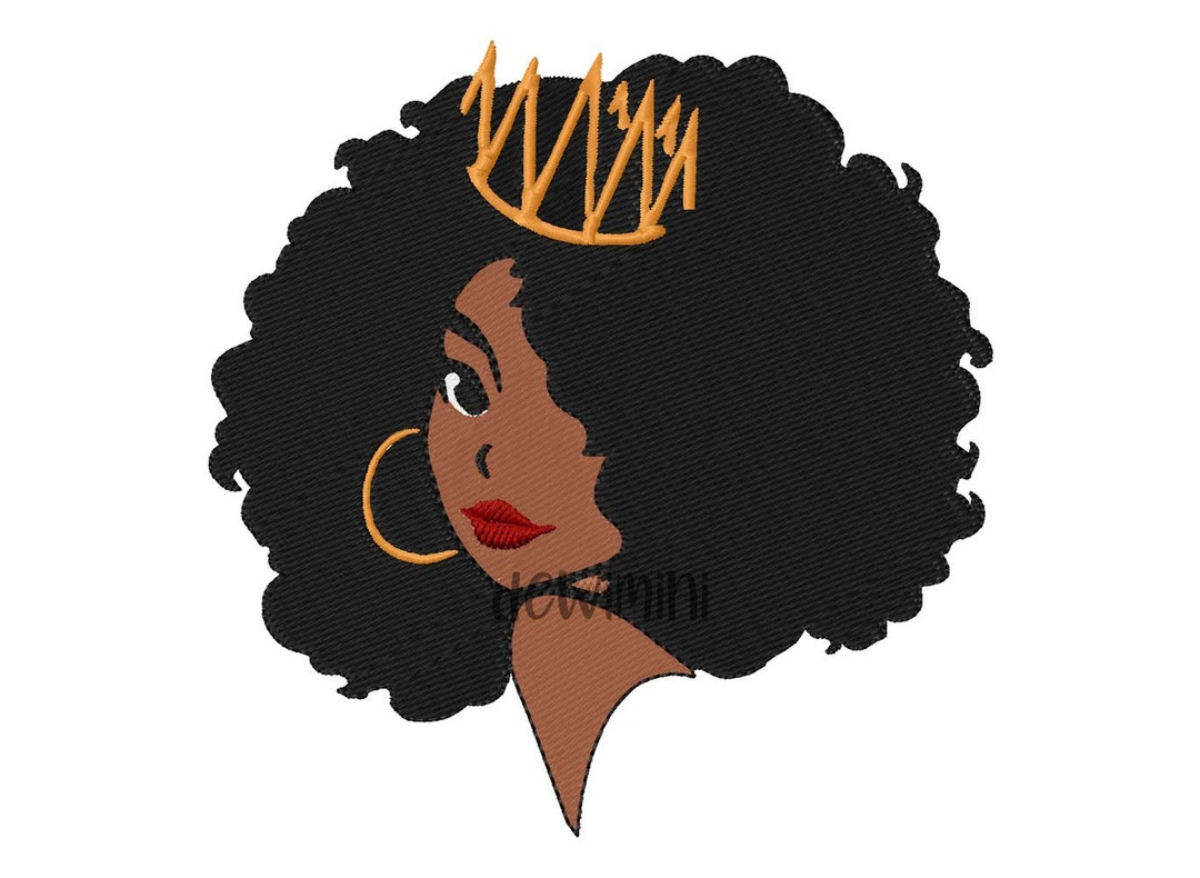 Queen Afro Face Embroidery Design, African Woman in Hat Embroidery ...