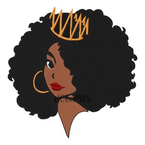 Queen Afro Face Embroidery Design, African Woman in Hat Embroidery ...