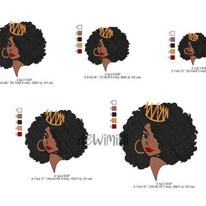 Queen Afro Face Embroidery Design, African Woman in Hat Embroidery ...