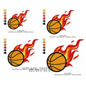 Basketball Flame Fire Ball Embroidery Design, Basketball Embroidery ...