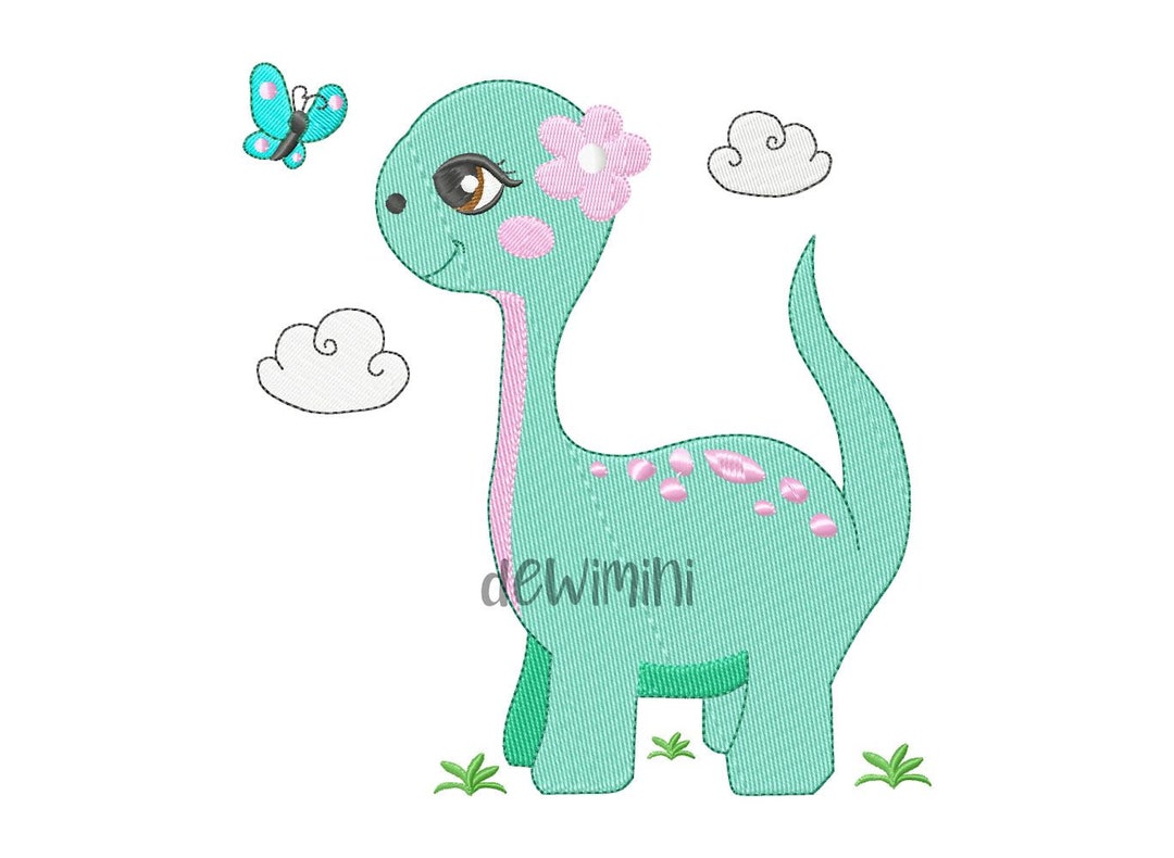 Cute Dinosaurs Embroidery Designs, Dino Embroidery Design , Dinosaur ...