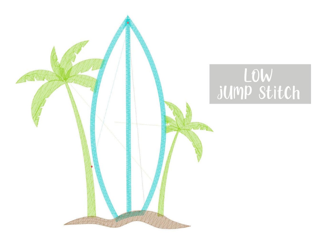 Surfboard Island Applique Embroidery Design, Ocean Embroidery Design ...