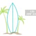 Surfboard Island Applique Embroidery Design, Ocean Embroidery Design ...