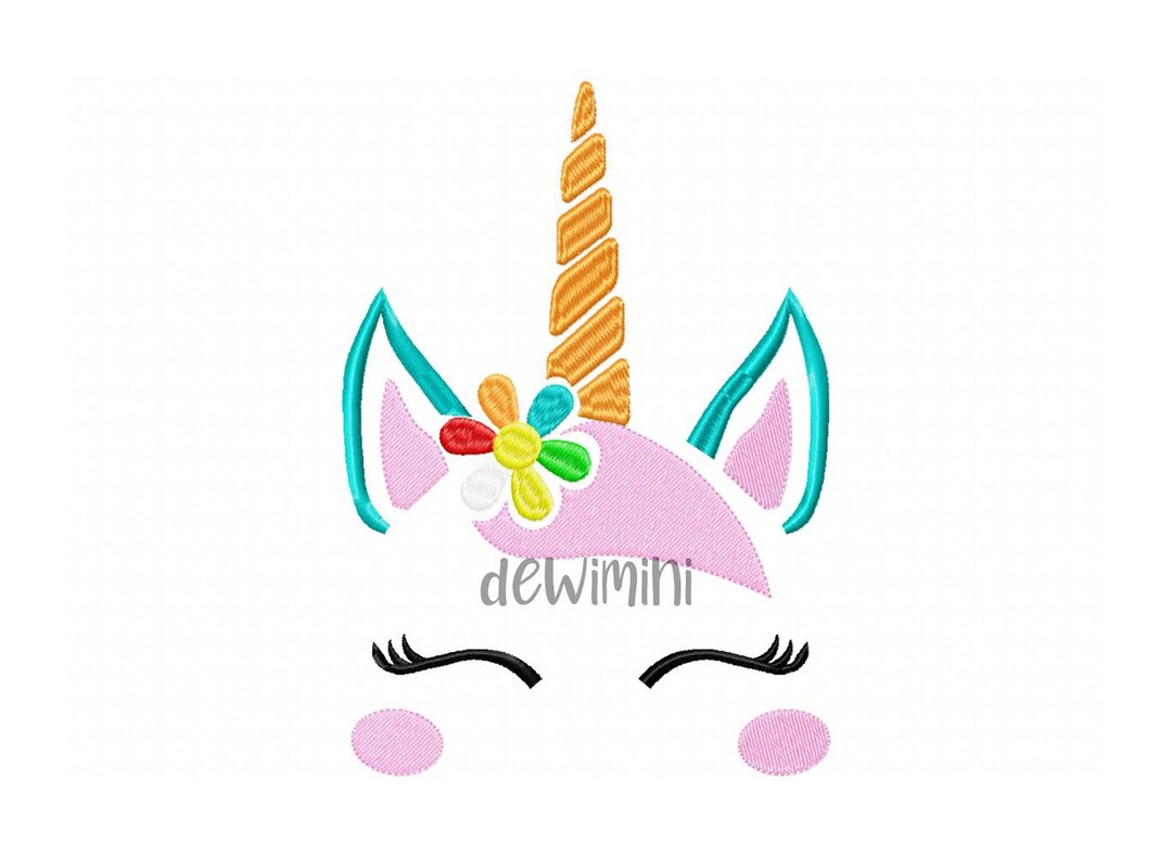 Cute Unicorn Face Embroidery Design, Unicorn Face Design, Girly Unicorn ...