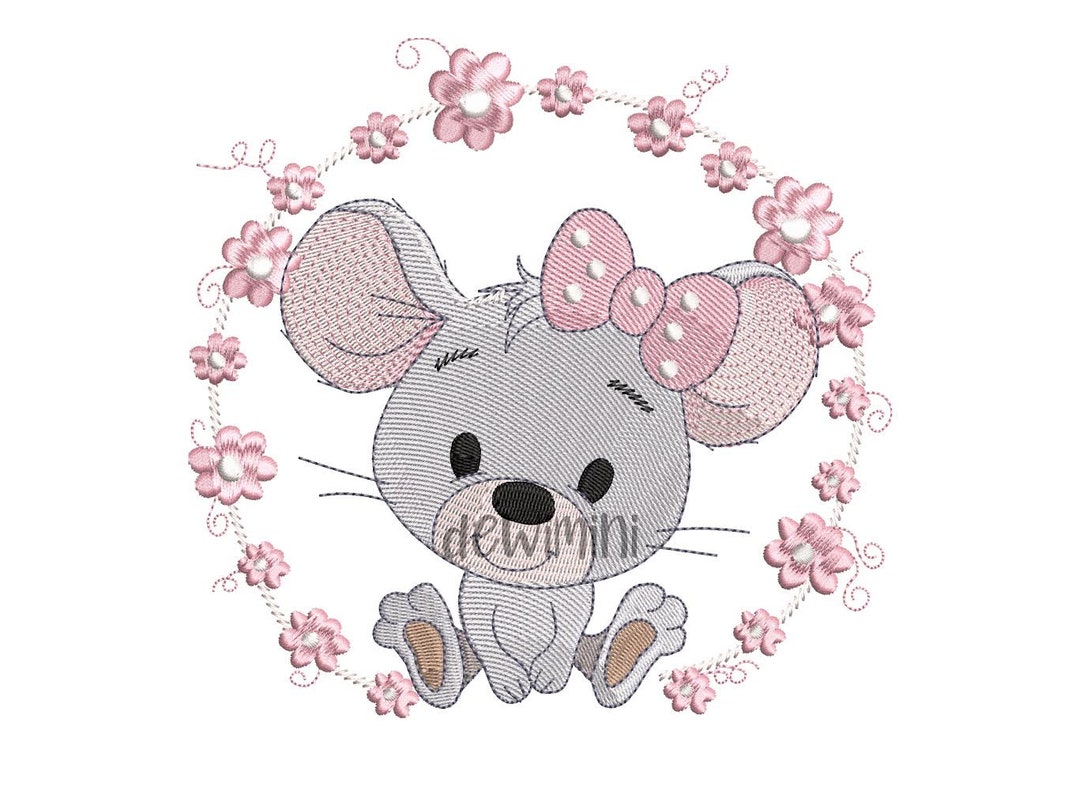 Cute Little Mouse Embroidery Design, Monogram Embroidery Design, 5 ...