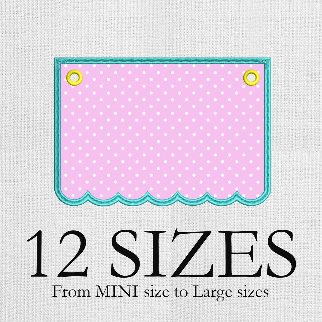Scallop Banner Embroidery Design. Banner Applique Embroidery Design ...