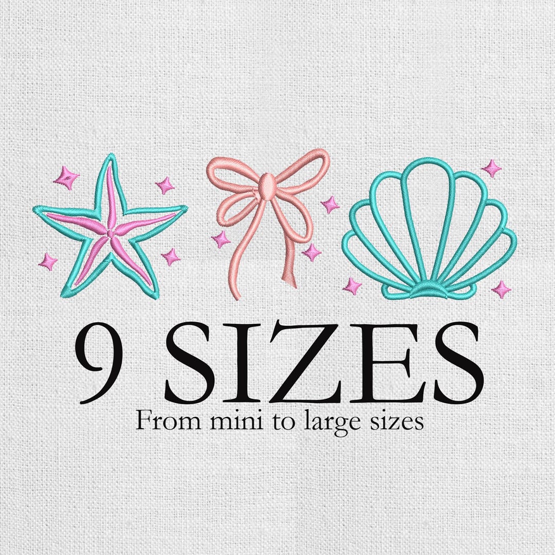 Coquette Sea Creatures Embroidery Design, Summer Embroidery Design ...