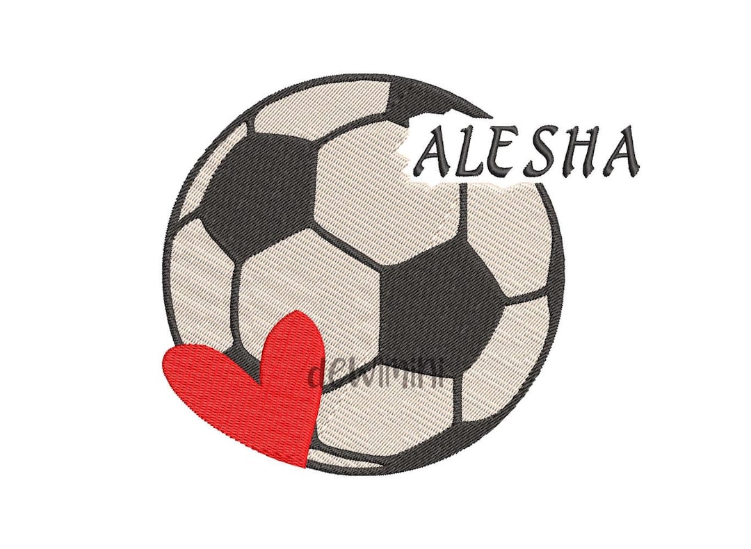 Soccer Embroidery Design With Heart, Soccer Ball Design, Soccer Ball ...
