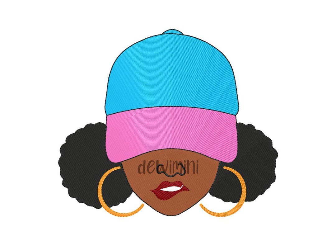 Afro Woman Embroidery Design, Afro Woman Face Embroidery Design ...