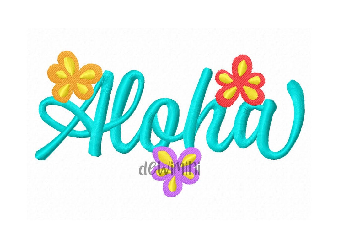 Aloha Summer Embroidery Design, Hibiscus Flower Embroidery Design ...