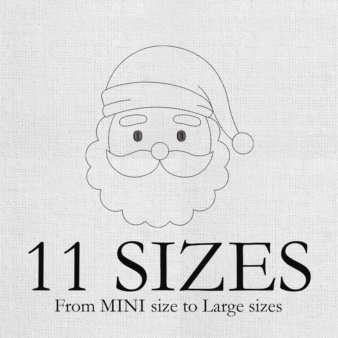 Santa Face Line Art Embroidery Design, Mini Santa Embroidery Design ...