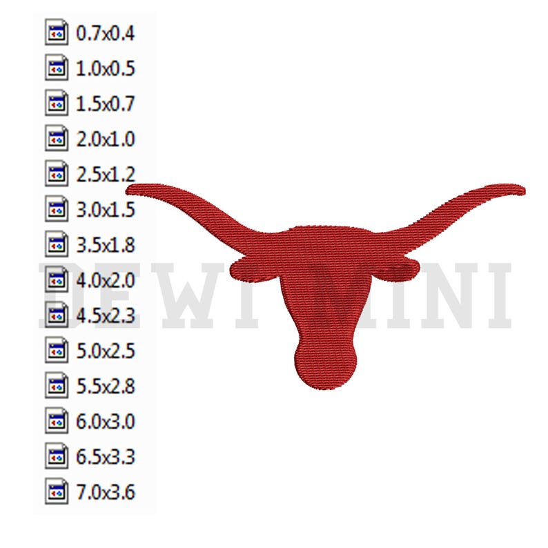 Longhorn Embroidery Design. Longhorn Face Design. Horns Mini Design ...
