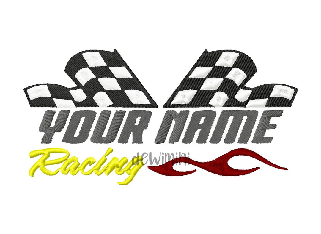 Split Name Racing Flags Embroidery Design, Checkered Racing Flags ...