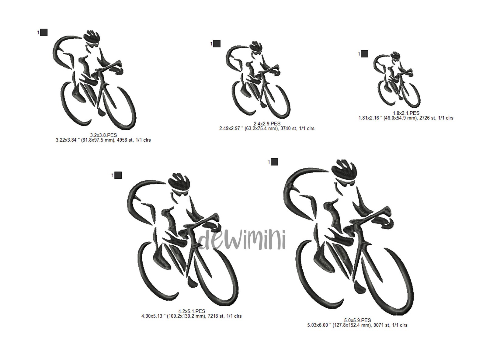 Cyclist Embroidery Design, Racing Cyclist Outline Embroidery Design ...