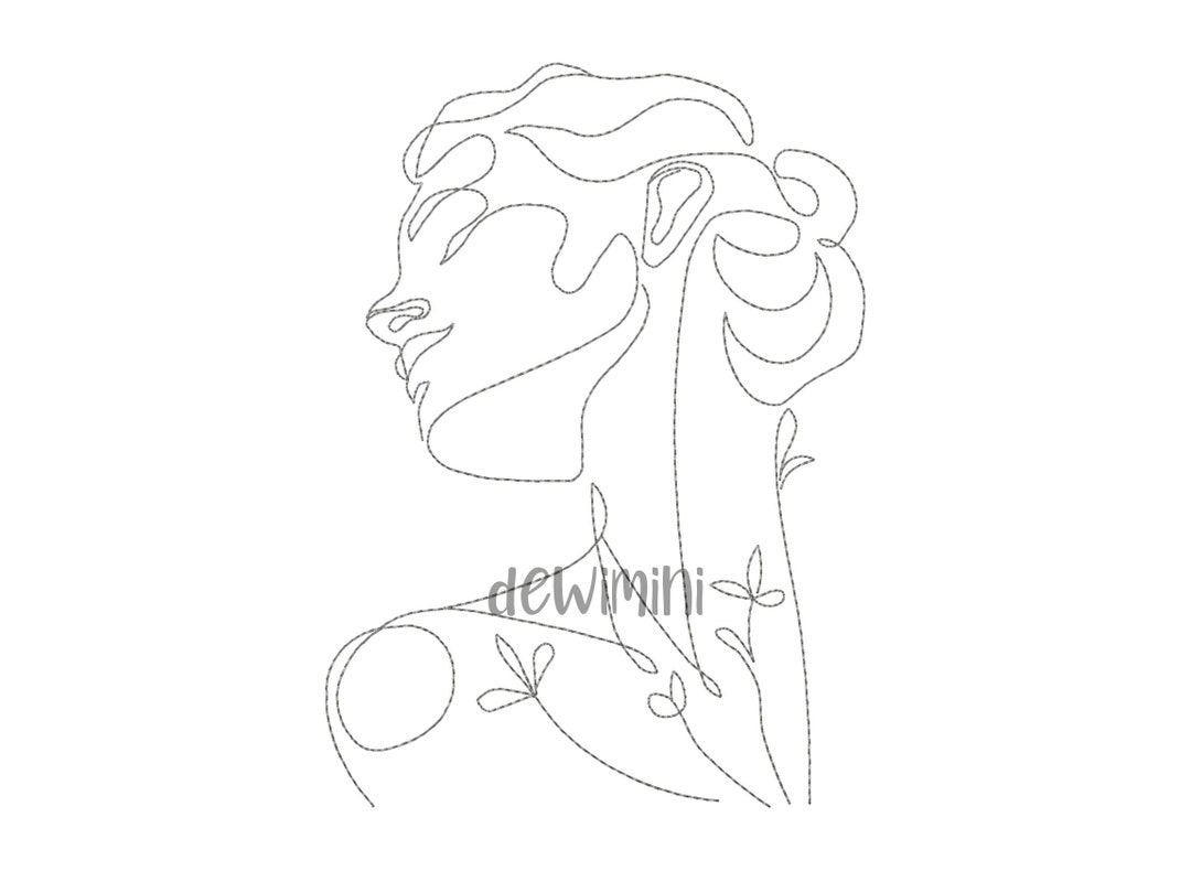 Women Line Art Embroidery Design, Line Art Embroidery Design, Machine ...