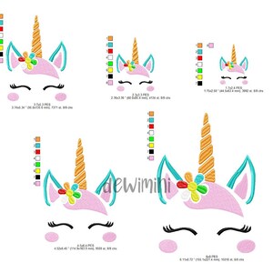 Cute Unicorn Face Embroidery Design, Unicorn Face Design, Girly Unicorn ...
