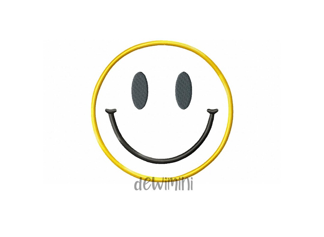 Applique Emoji Smile Emoticon Embroidery Design, Emoji Emoticon Smiley Embroidery Design, Happy ...