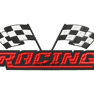 Checkered Racing Flags Embroidery Design, Formula 1 Flag Embroidery ...