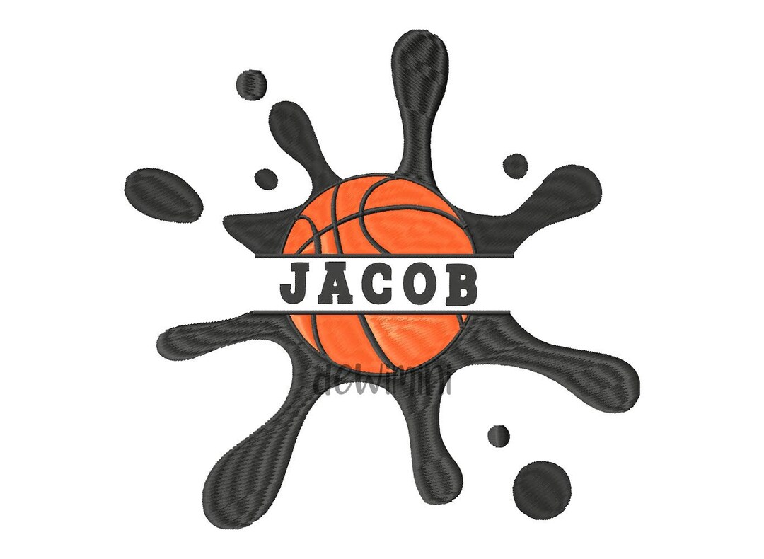 Split Basketball Splash Embroidery, Basketball Embroidery Design ...