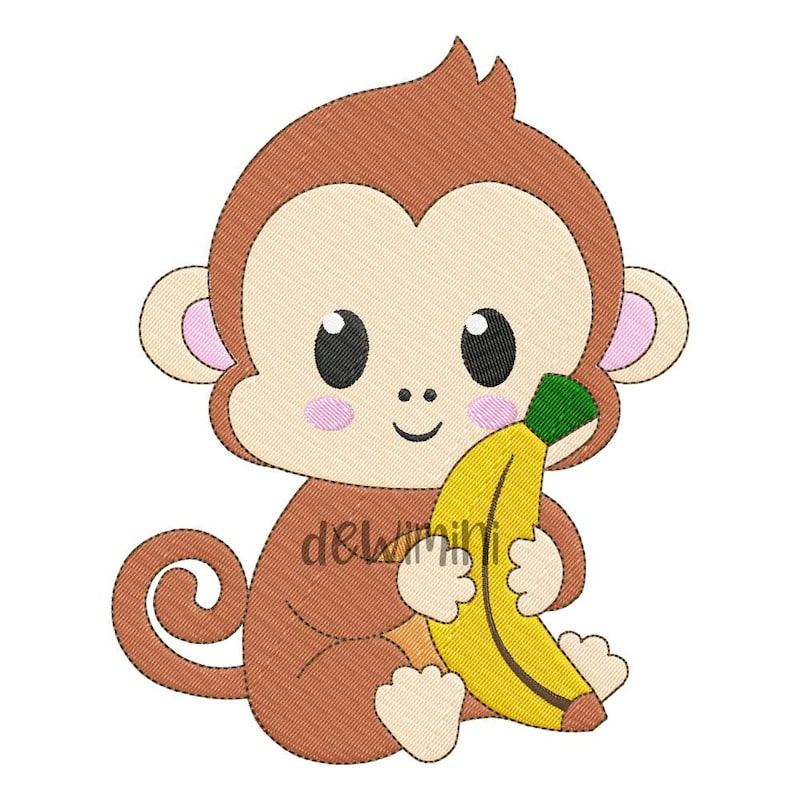 Monkey Embroidery Design - Etsy