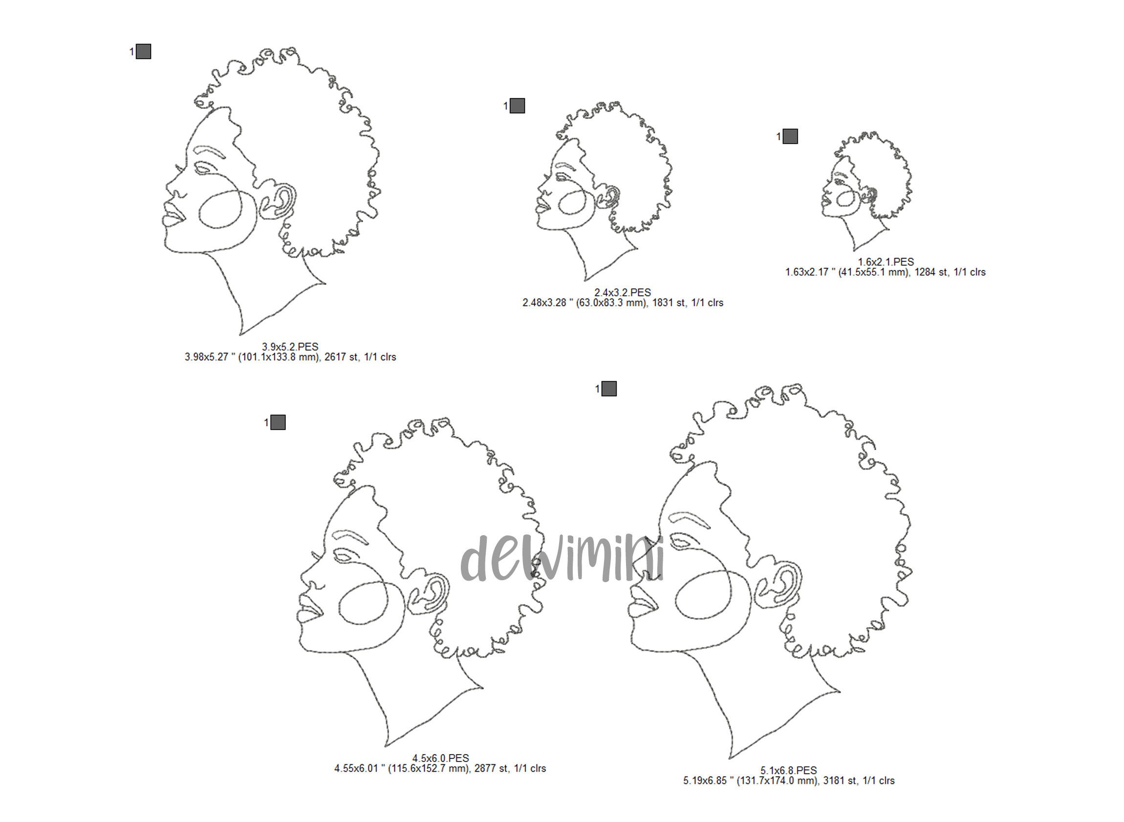 Afro Line Art Embroidery Design Line Art Embroidery Design - Etsy