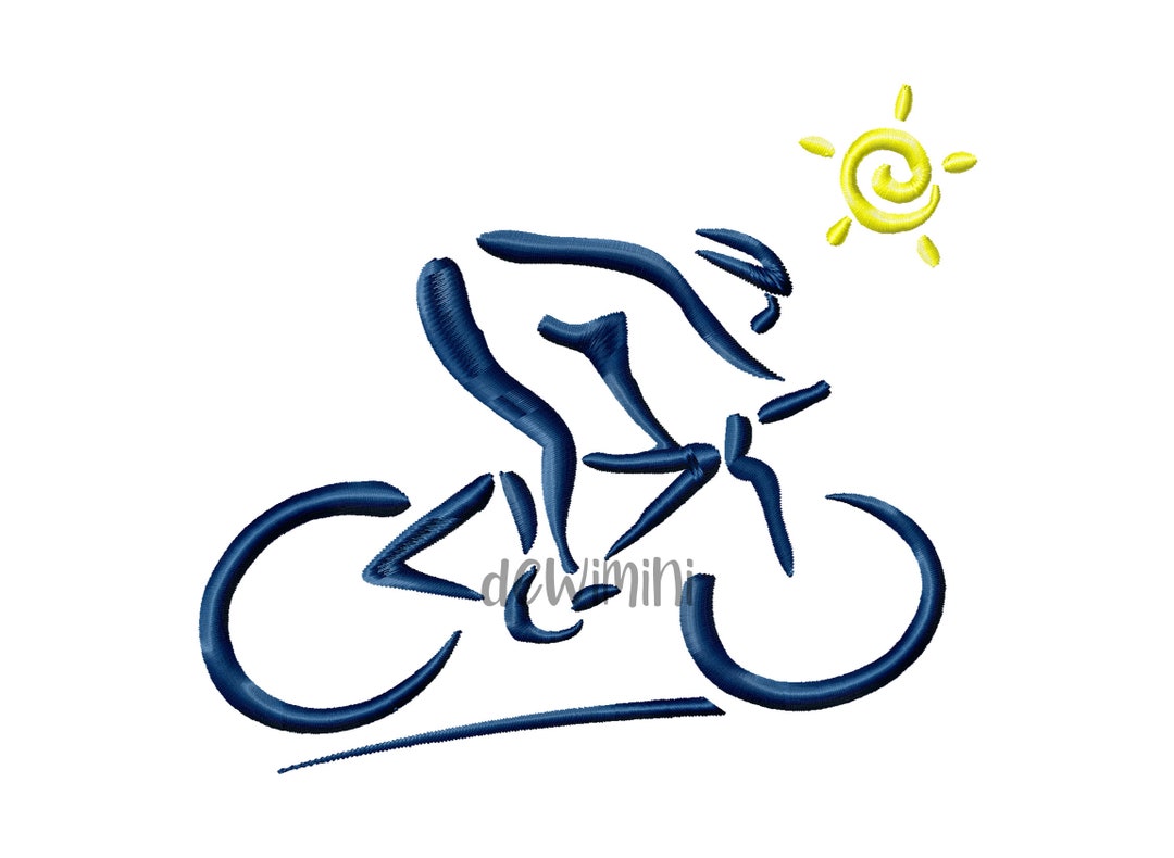 Racing Cyclist Outline Embroidery Design, Cyclist Embroidery Design ...