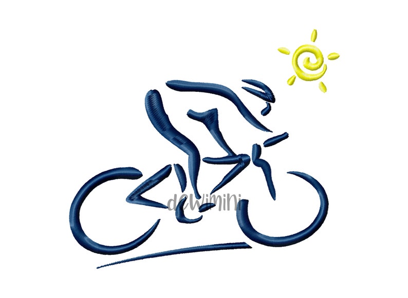 Racing Cyclist Outline Embroidery Design Cyclist Embroidery - Etsy